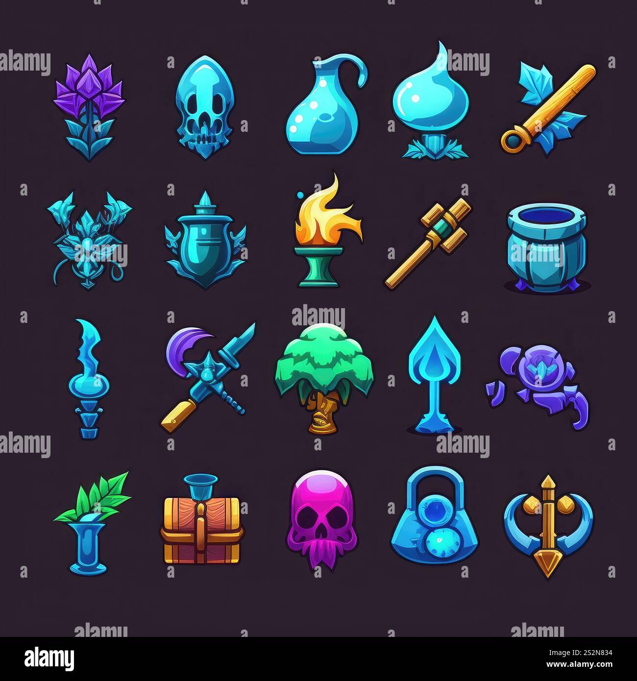 gem rpg 2d game icons ai generated. gui element, symbol light, item fire gem rpg 2d game icons ...