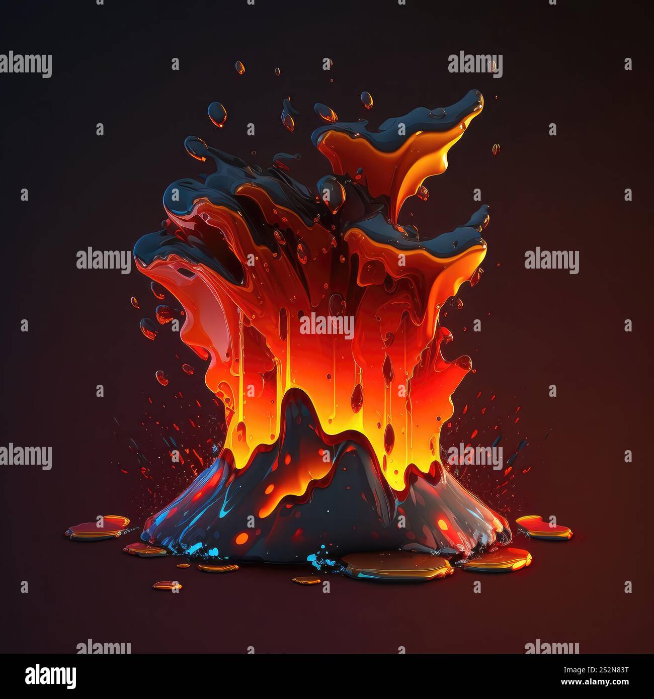 2d lava splash vfx game ai generated. element orange, energy flash ...