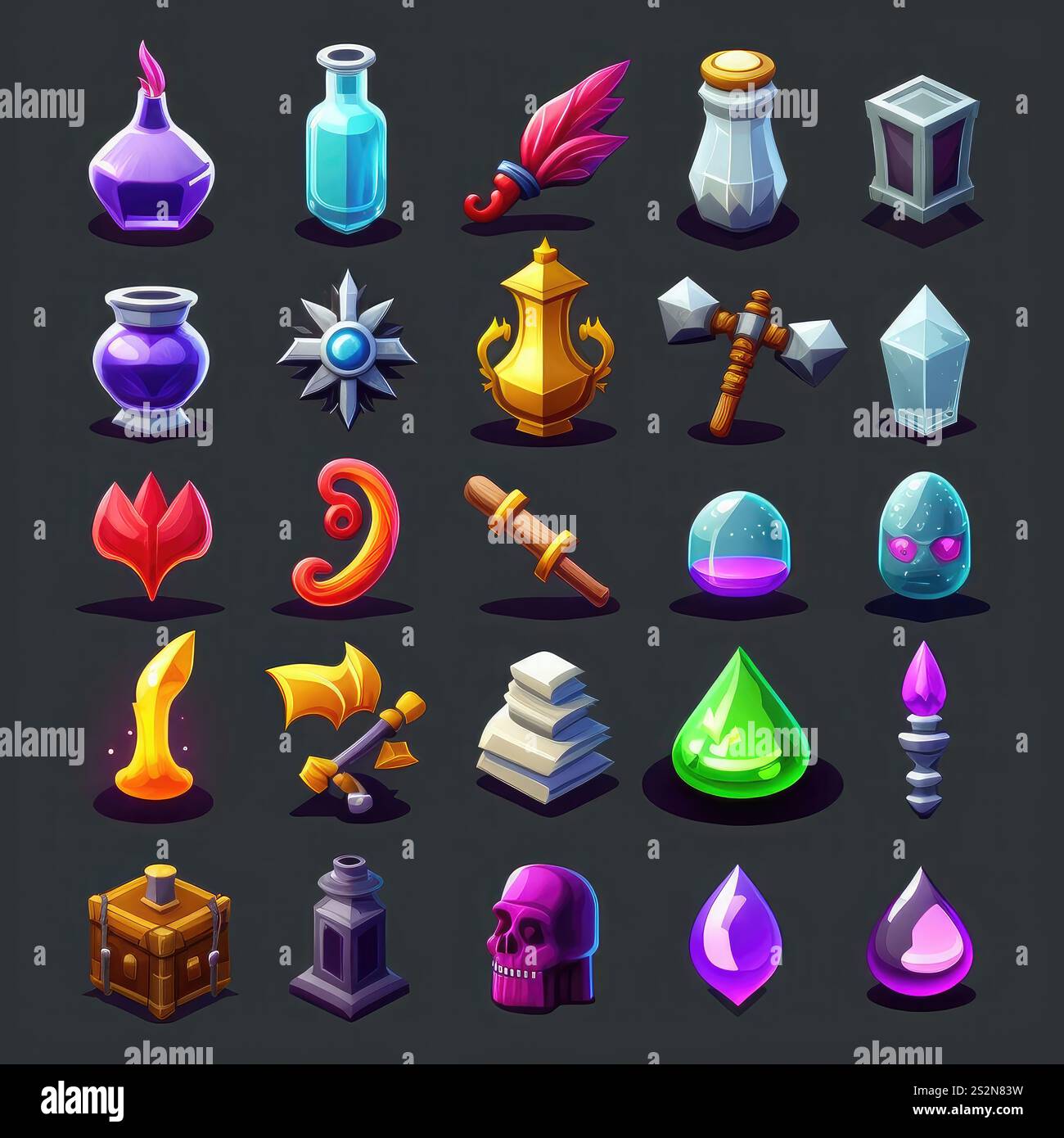 fantasy rpg 2d game icons ai generated. ui gold, interface object, effect gem fantasy rpg 2d ...