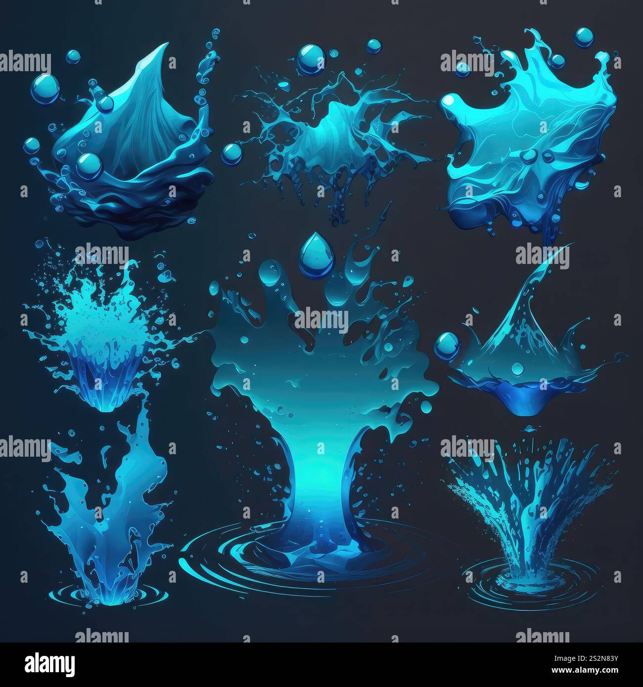 ui water splash vfx game ai generated. animation natural, sprite motion ...