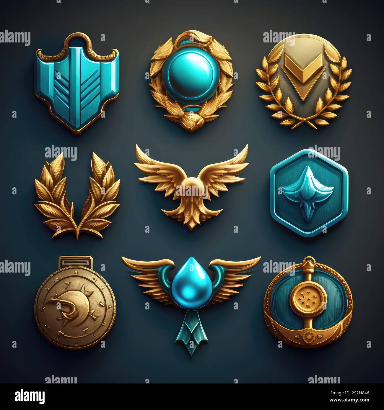 victory game medal achievement 2d ai generated. ui design, reward ...