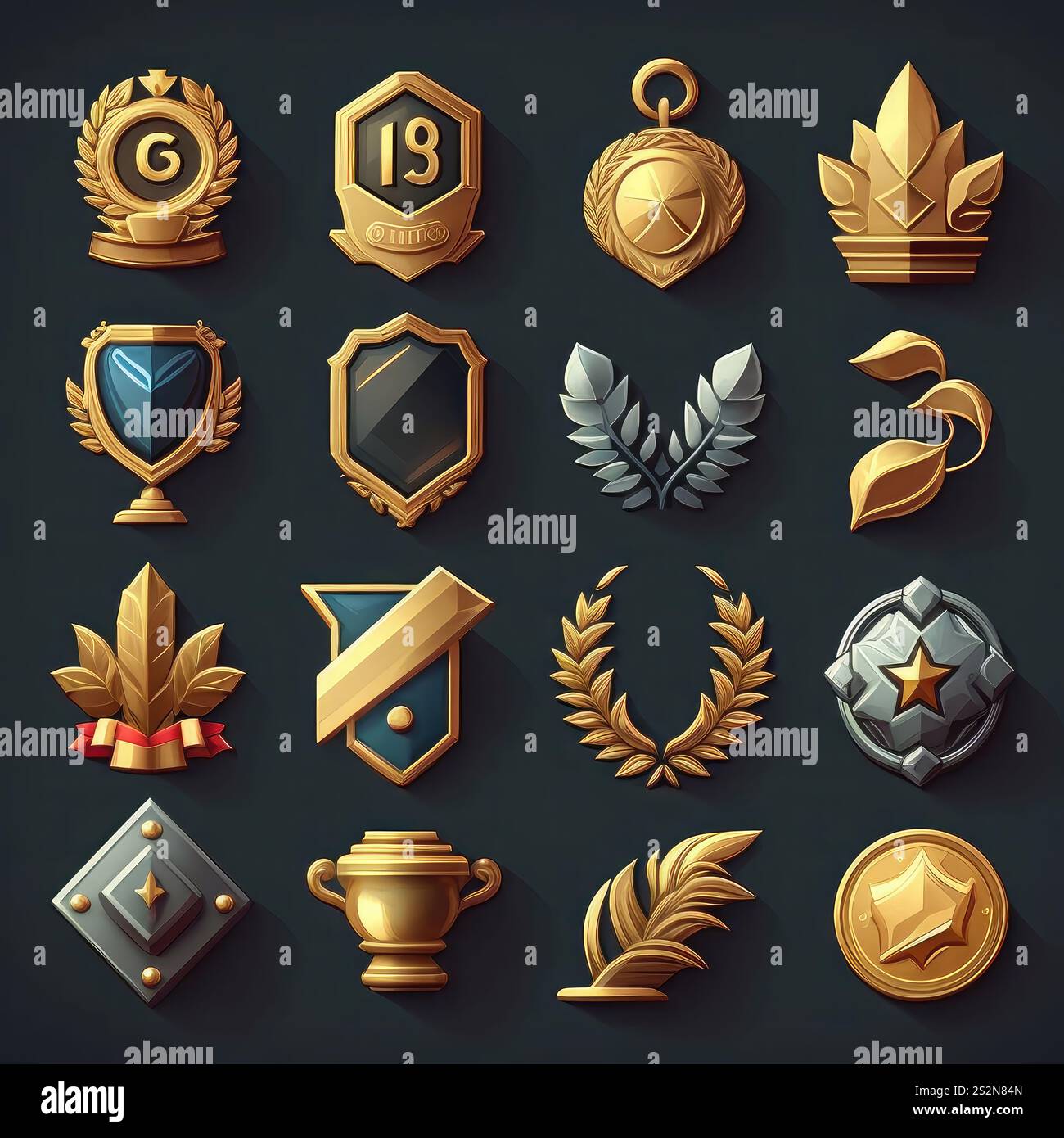 gui game medal achievement 2d ai generated. win gold, mobile level ...