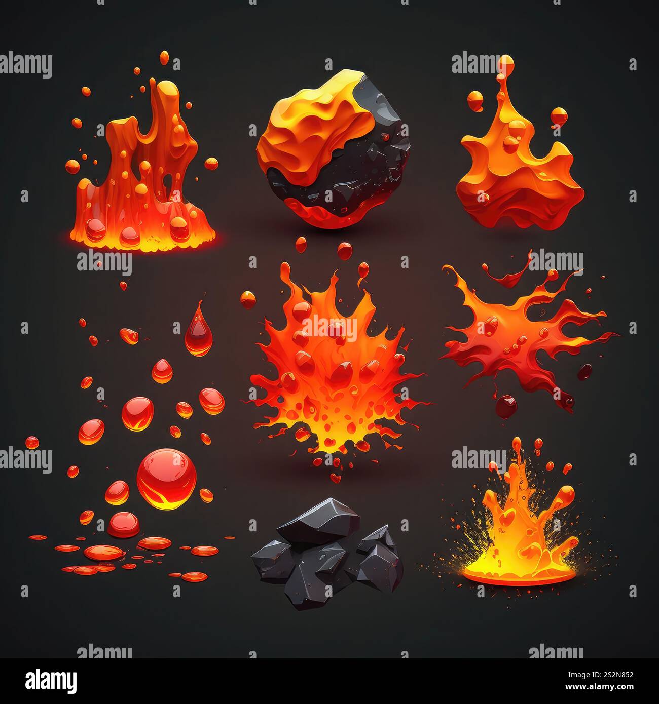 energy lava splash vfx game ai generated. flash bubble, red flame ...