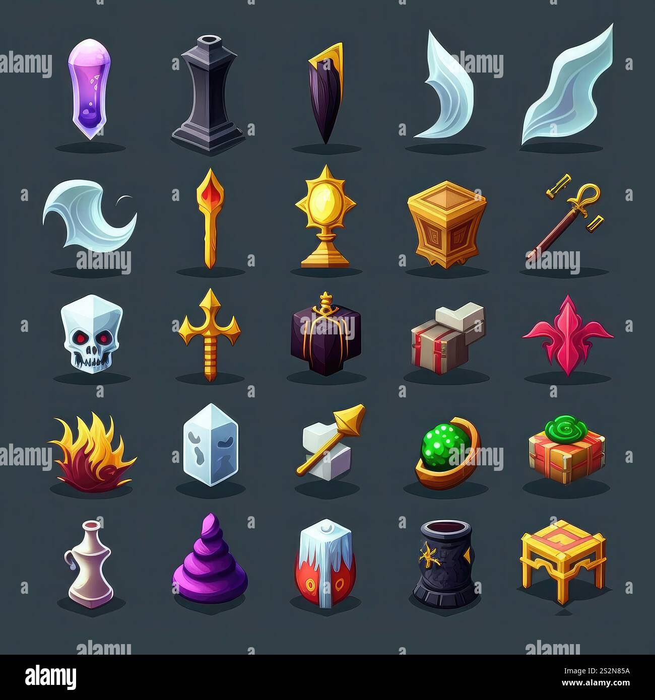 gui rpg 2d game icons ai generated. element symbol, light item, fire ...