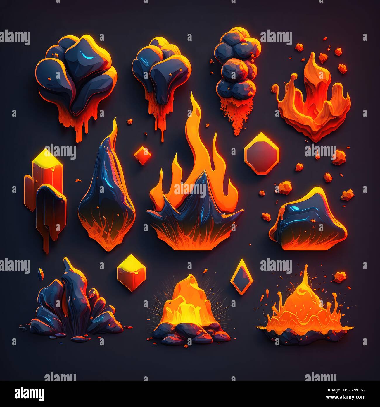 red lava splash vfx game ai generated. flame blast, hot wave, effect ...