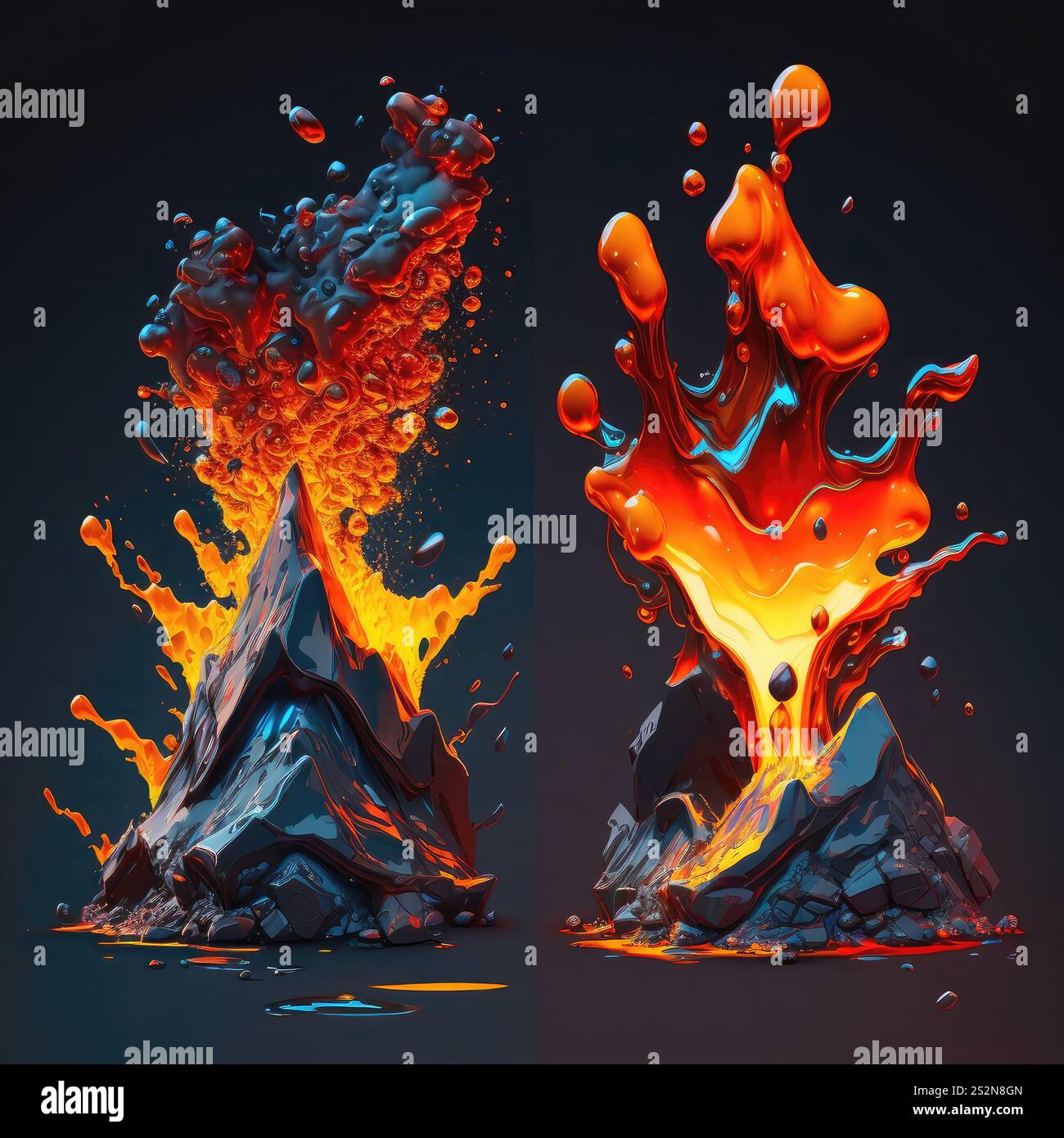 frame lava splash vfx game ai generated. explosion boom, 2d element ...