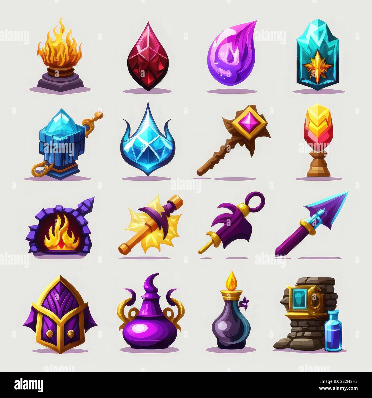 interface rpg 2d game icons ai generated. object effect, gem gui ...