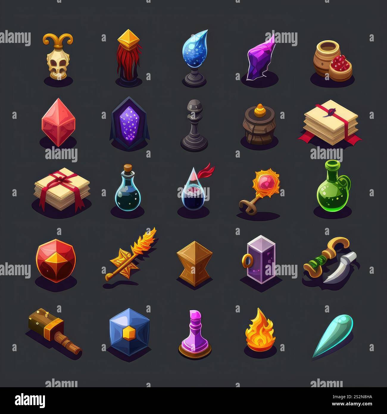 interface rpg 2d game icons ai generated. object effect, gem gui ...