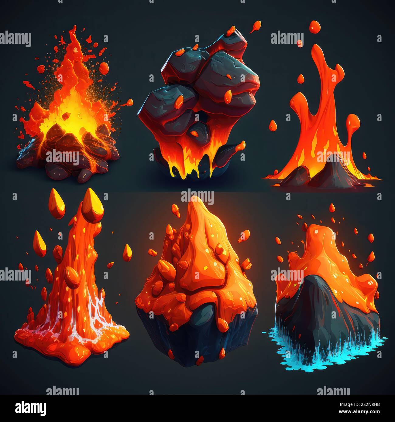 element lava splash vfx game ai generated. orange energy, flash bubble ...