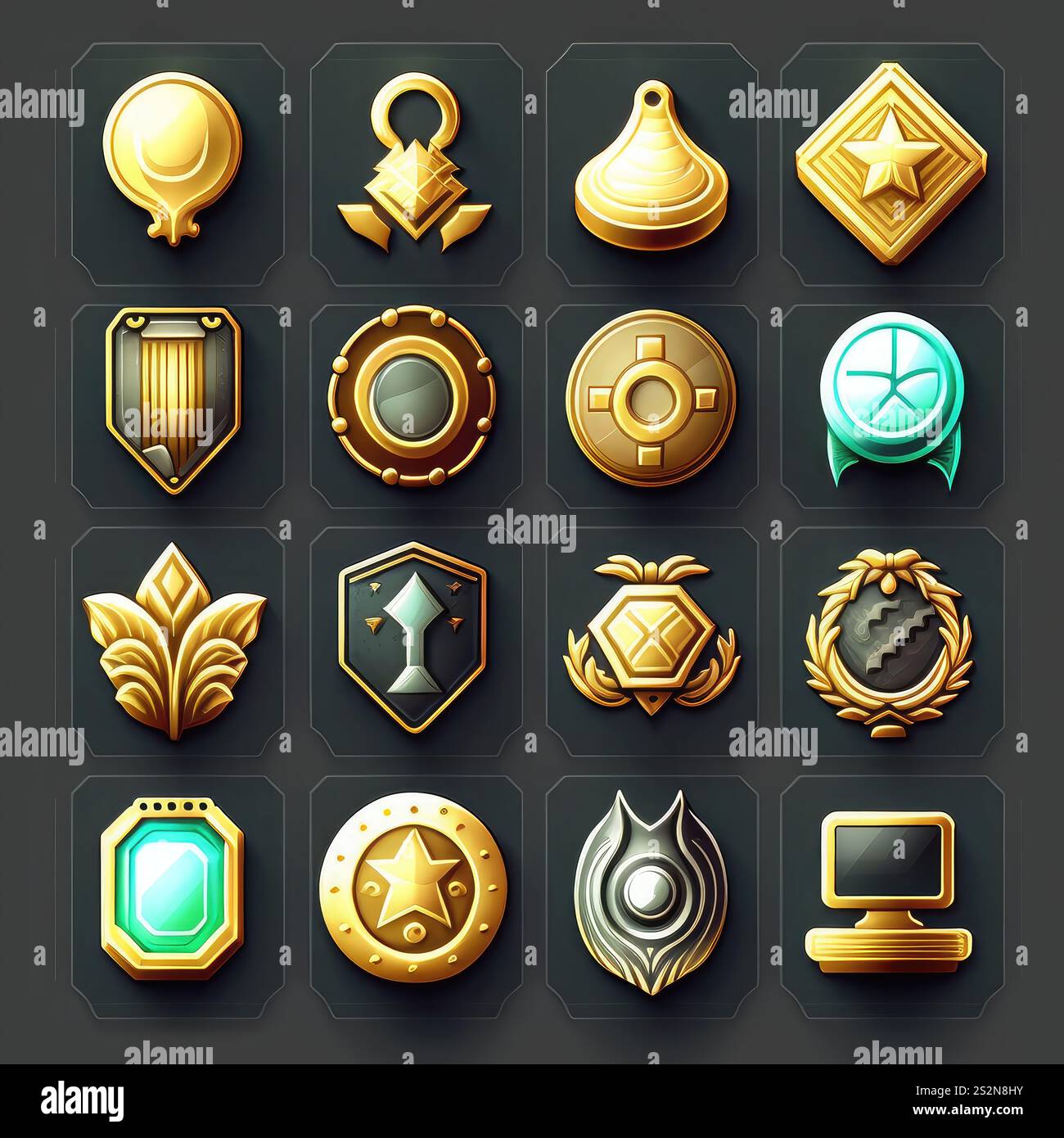 reward game medal achievement 2d ai generated. winner rank, gui win ...