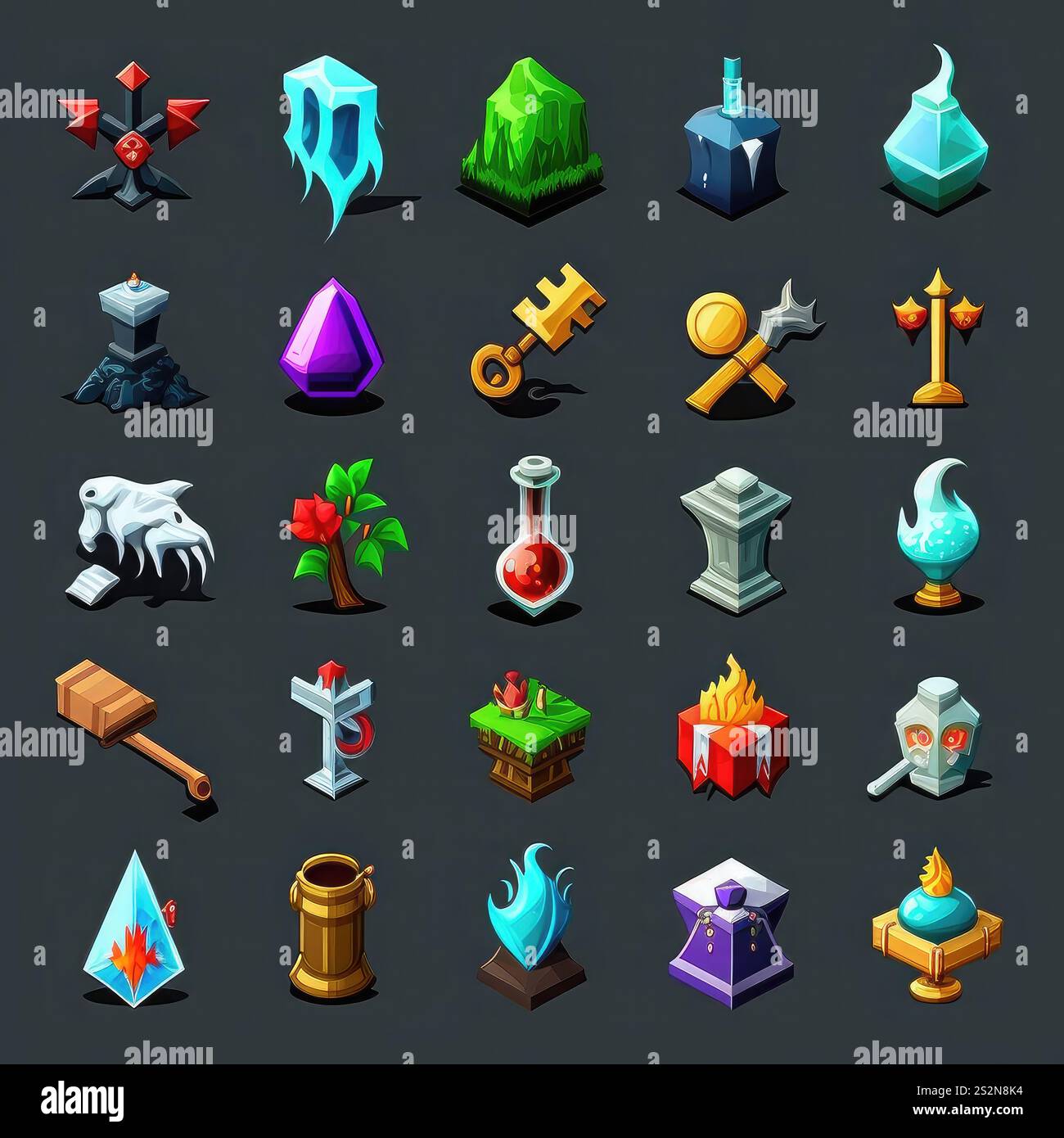 ui rpg 2d game icons ai generated. gold interface, object effect, gem ...