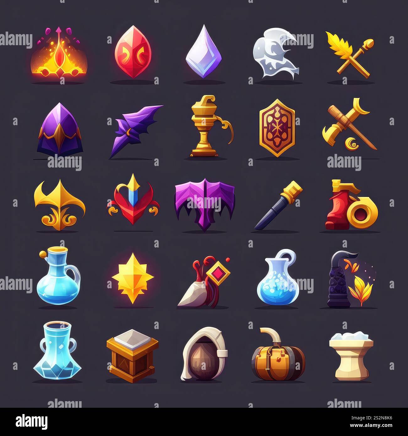 coin rpg 2d game icons ai generated. money crystal, medieval background ...