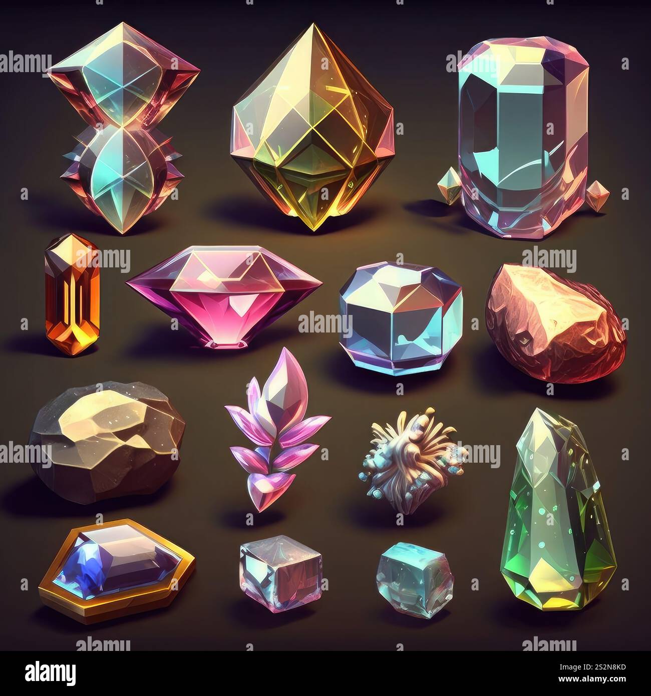 gui game crystal gem ai generated. emerald mineral, shiny gold, glass ...