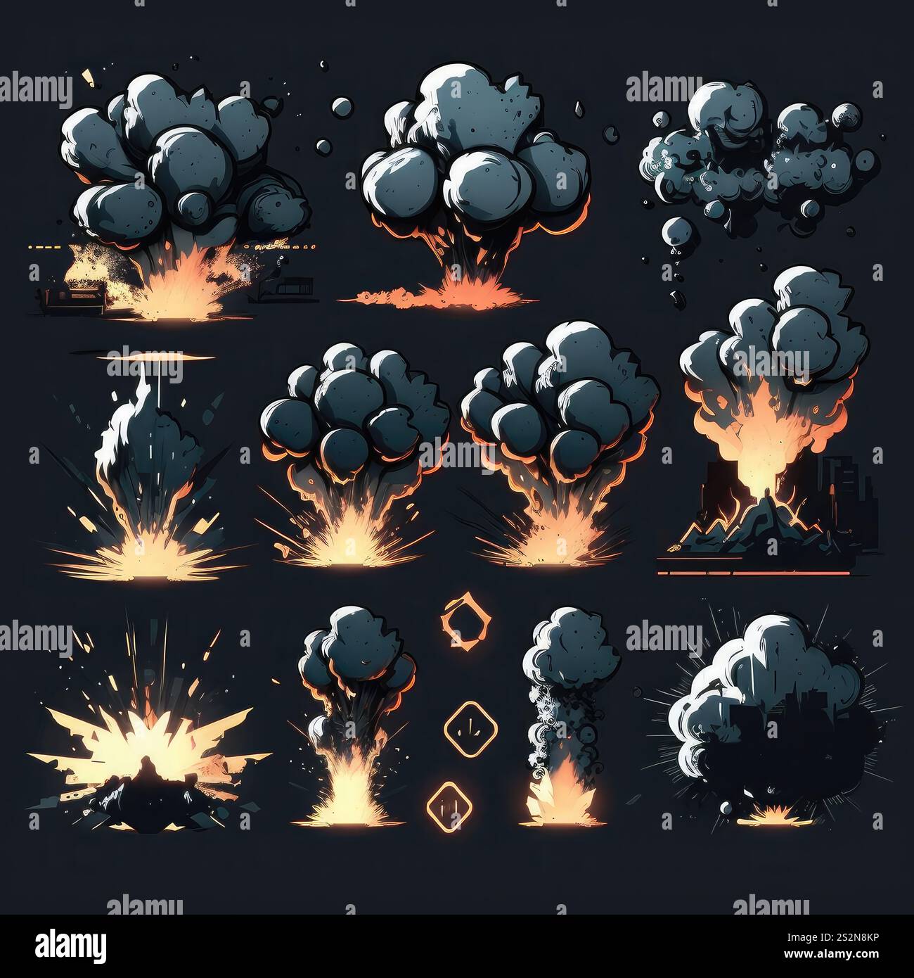 comic smoke explosion video game ai generated. design frame, icon ...