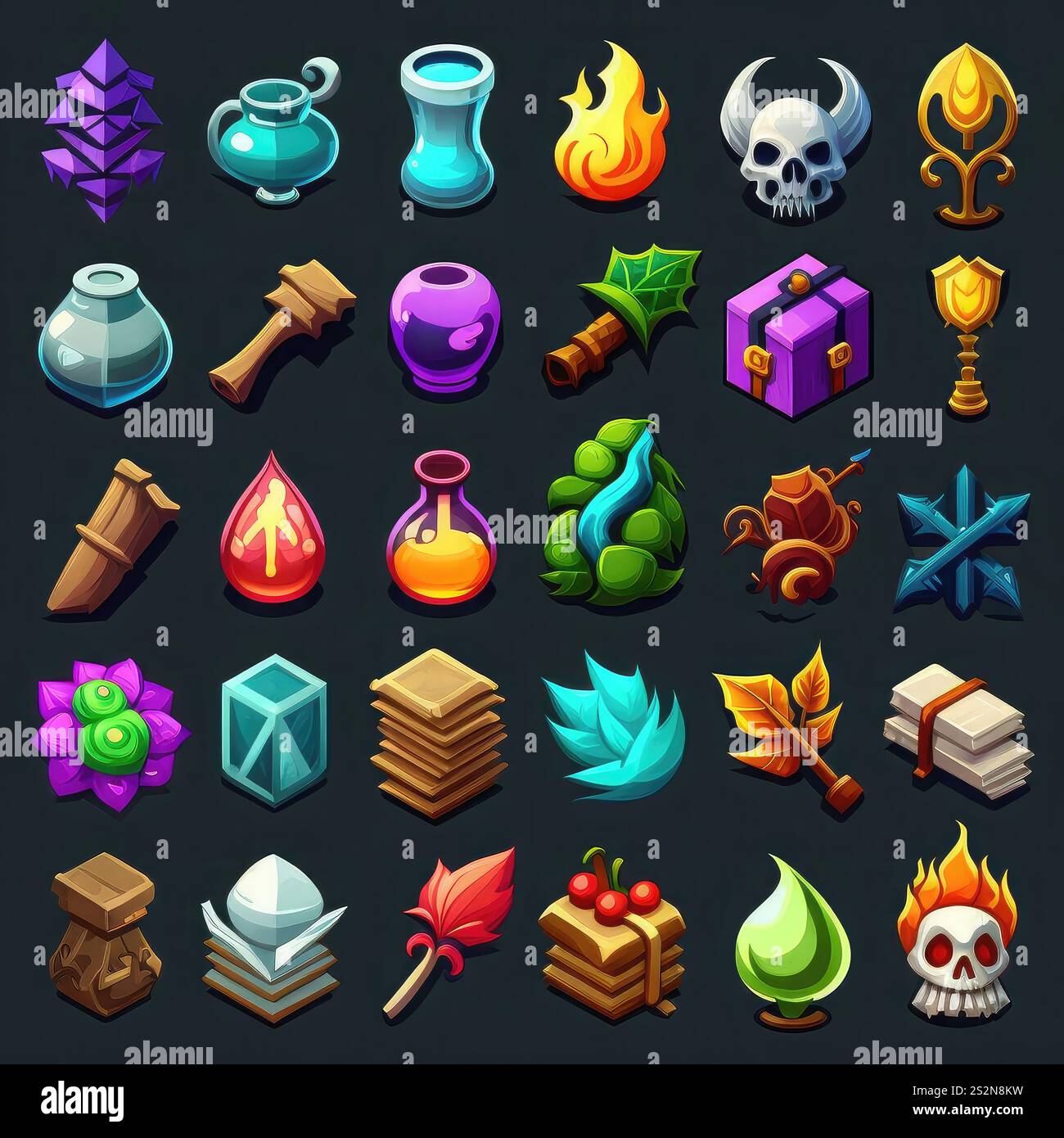 design rpg 2d game icons ai generated. fantasy ui, gold interface ...