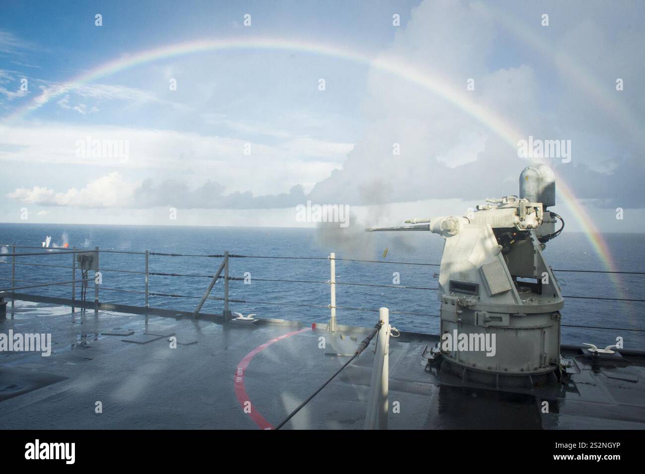 Firing a Mk 38 25mm autocannon by remote control Stock Photo - Alamy