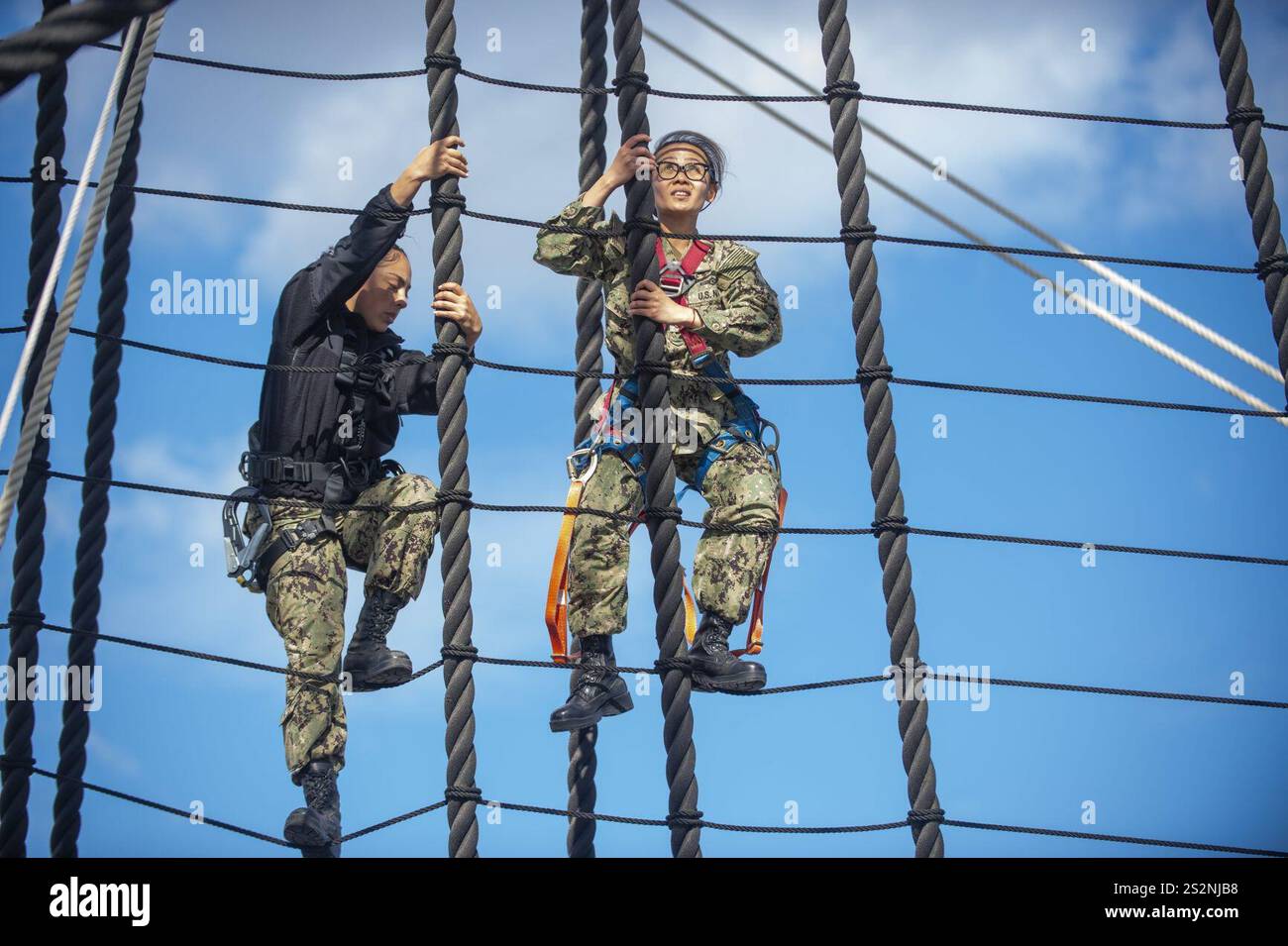 First class petty officers climb the shrouds aboard USS Constitution ...