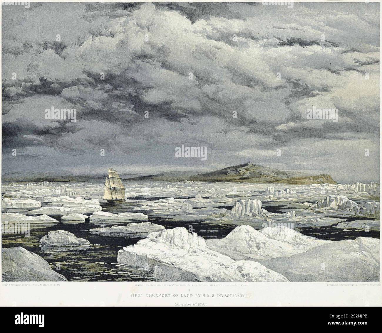 First Discovery of Land by HMS Investigator, September 6th 1850 Stock ...