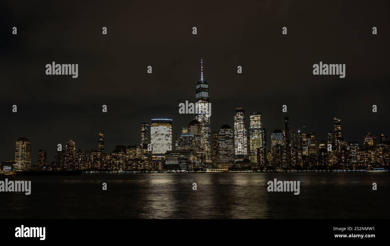 World Trade Center skyline at night. One World Trade Center at night ...