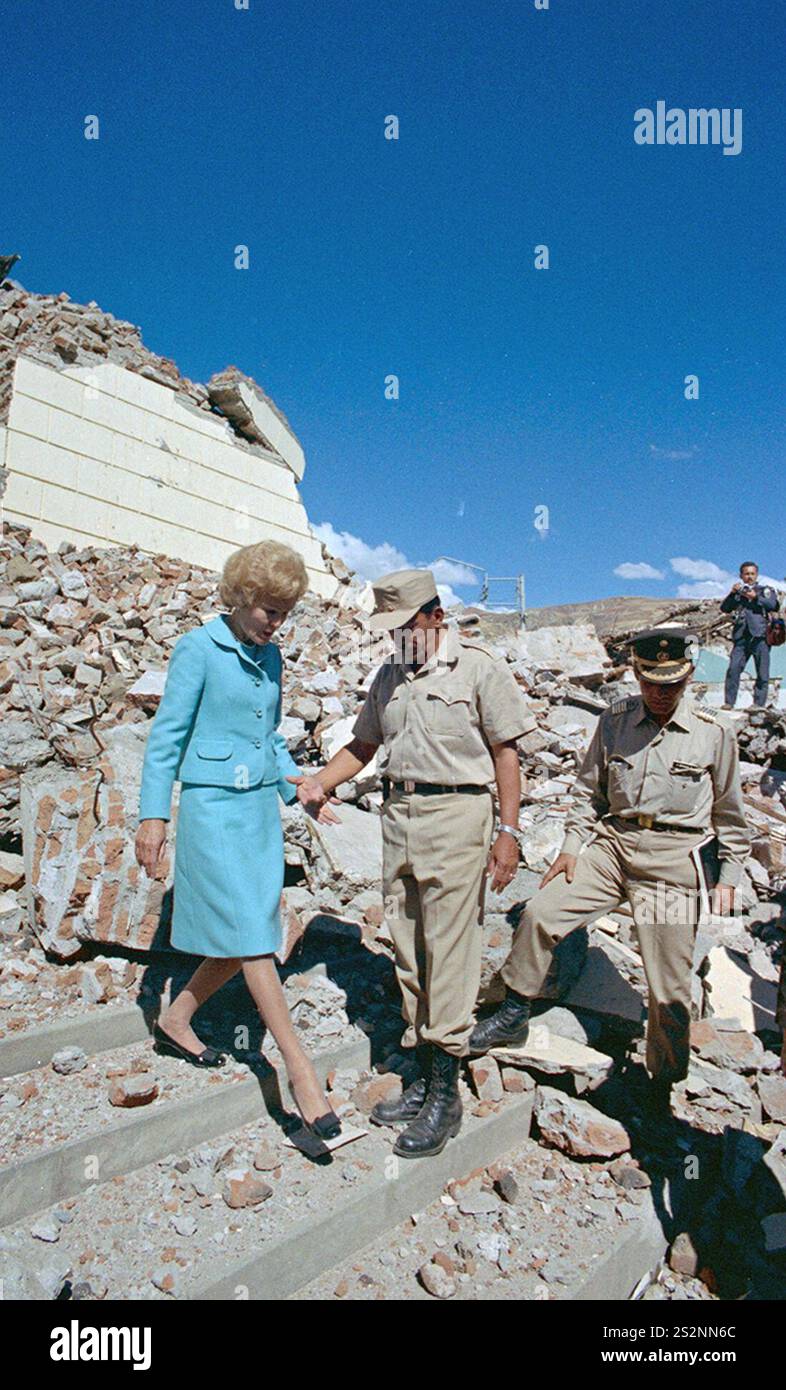 First Lady Pat Nixon Visiting Earthquake-Devastated Lima, Peru Stock ...