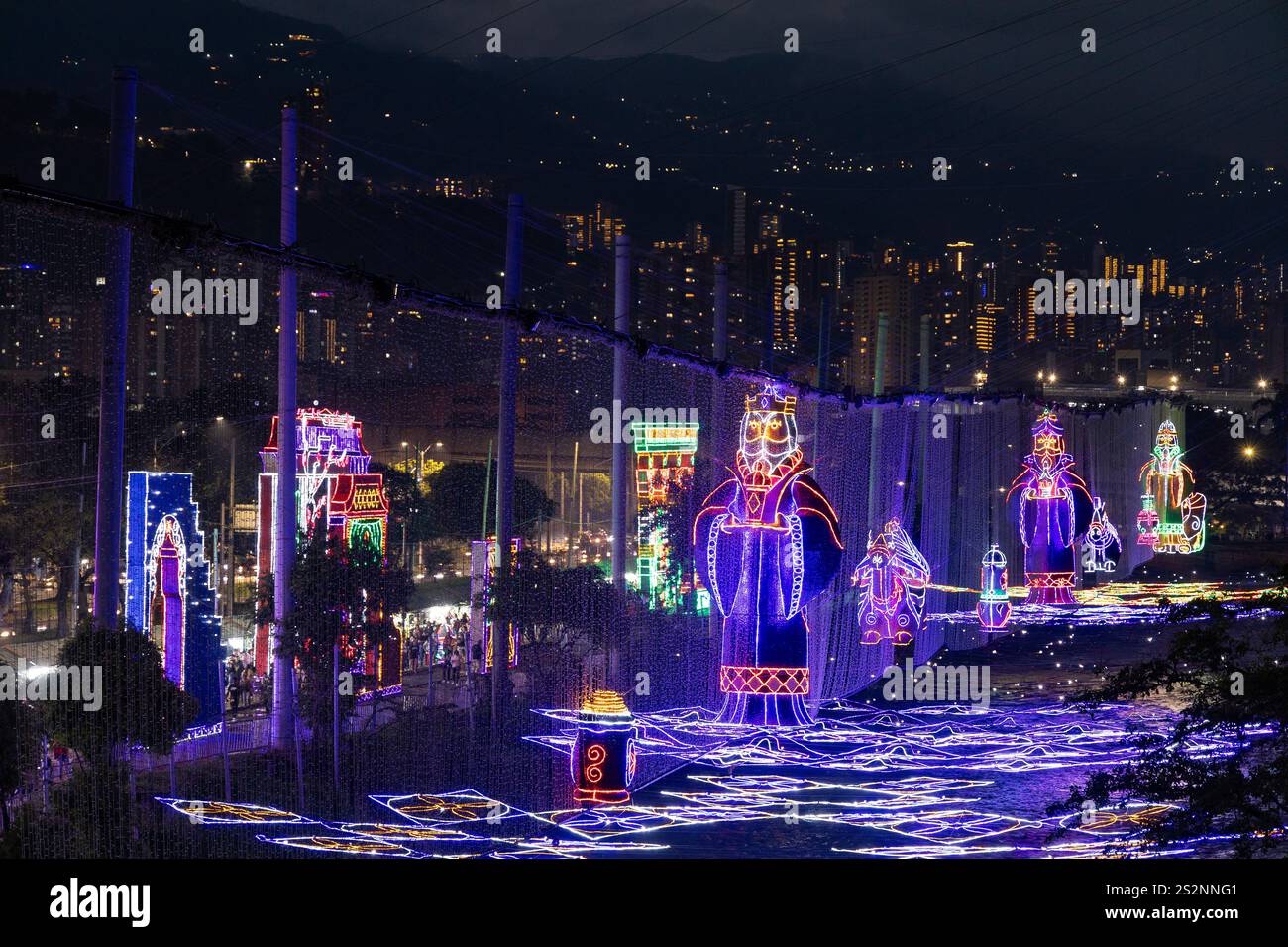 Medellin, Antioquia. Colombia - January 2, 2024. Christmas lights that ...