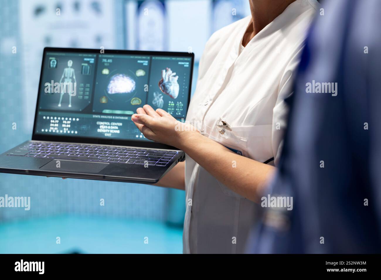 Medical staff analyzing heart x ray scan test results to discuss ...