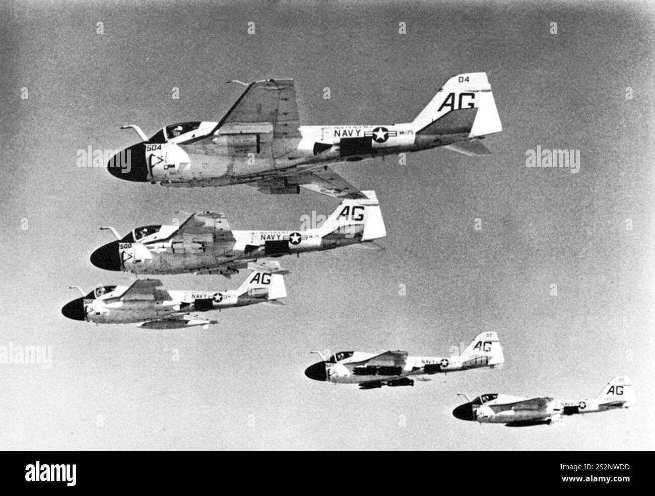 Five Grumman A-6A Intruder of VA-75 in flight, circa in 1965 Stock ...
