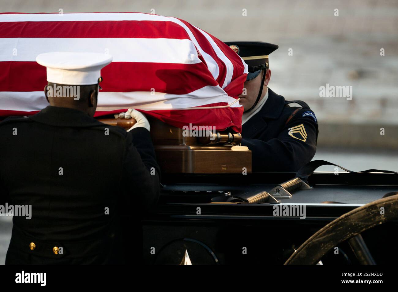 Members of United States Navy transfer the casket of former United ...