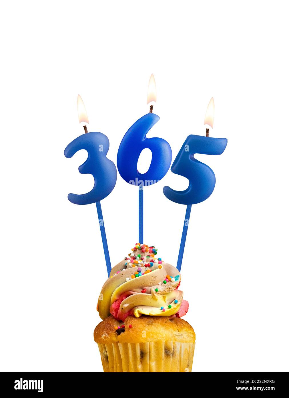 Three candles forming the number 365 - White background Stock Photo - Alamy