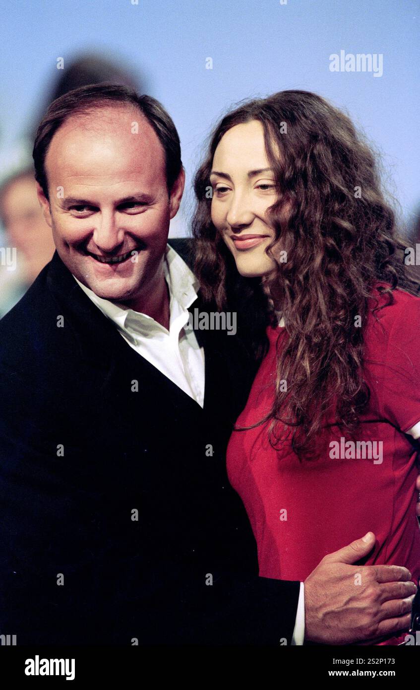 Milan Italy 21/03/1996: Marina Rei, Italian singer and Gerry Scotti ...