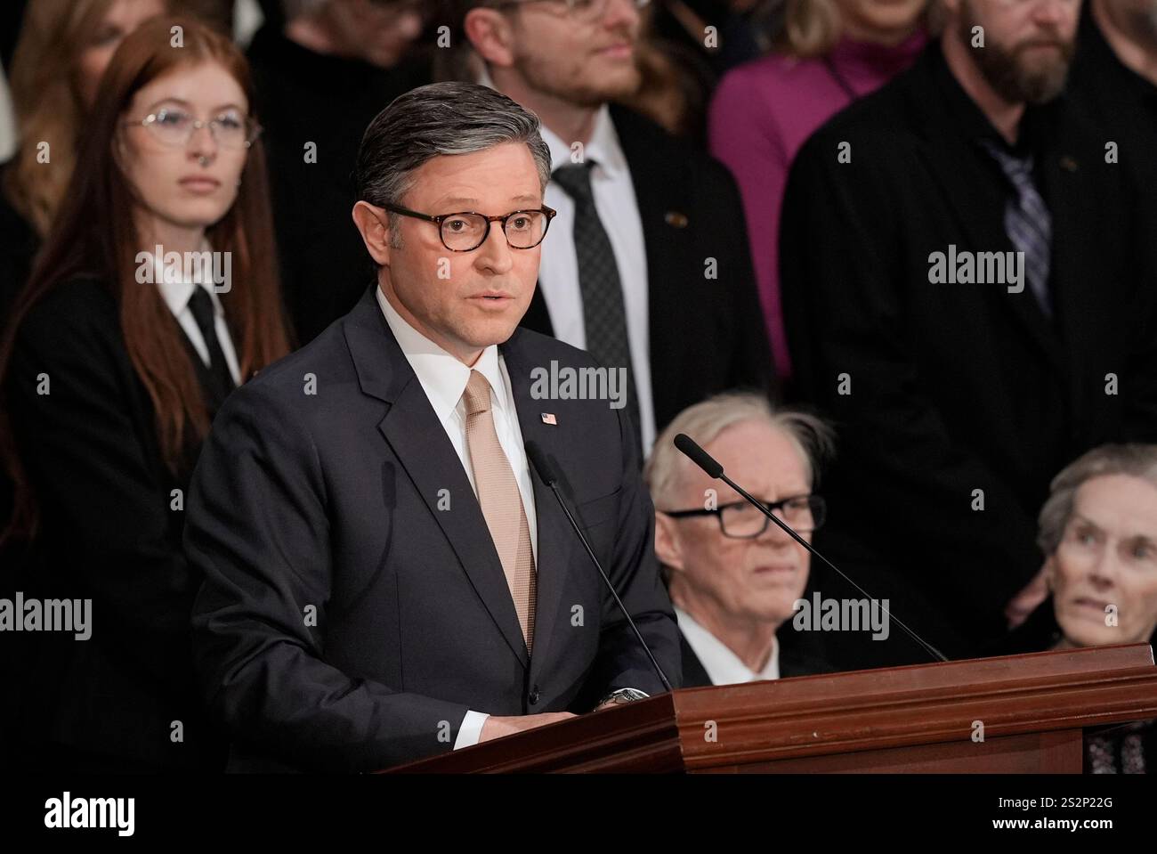 House Speaker Mike Johnson, R-La., speaks during a ceremony for former ...