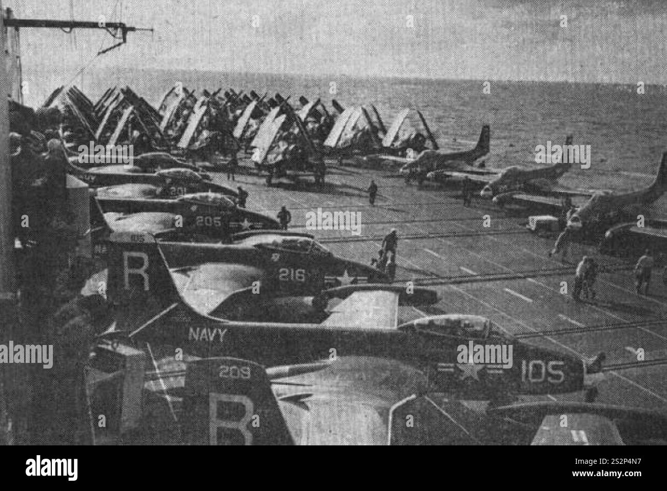 Flight deck of USS Franklin D. Roosevelt (CVA-42), in November 1952 ...