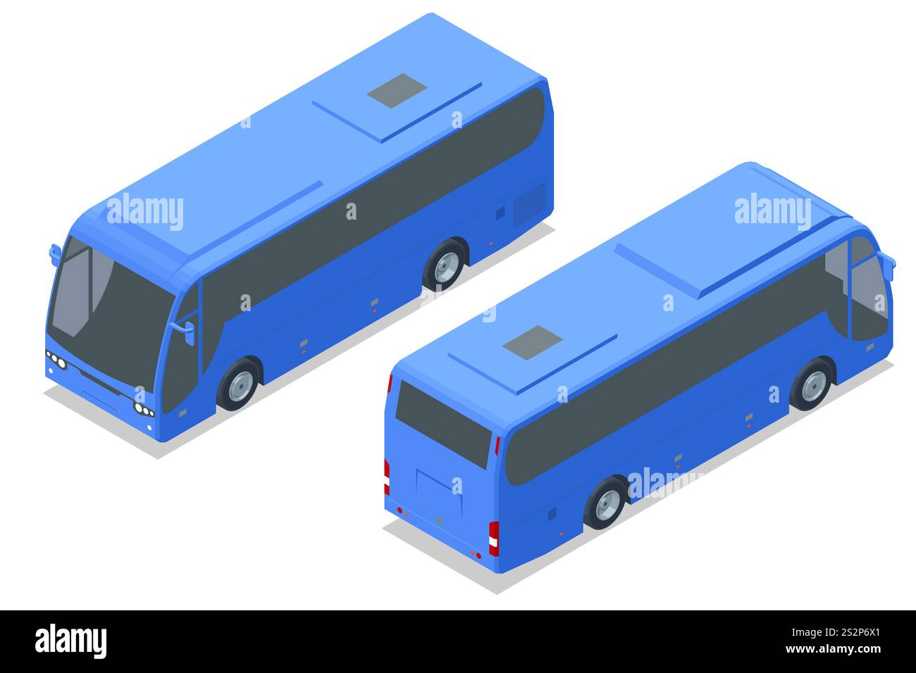 Blue city buses. Isometric vector illustration of blue city buses ...
