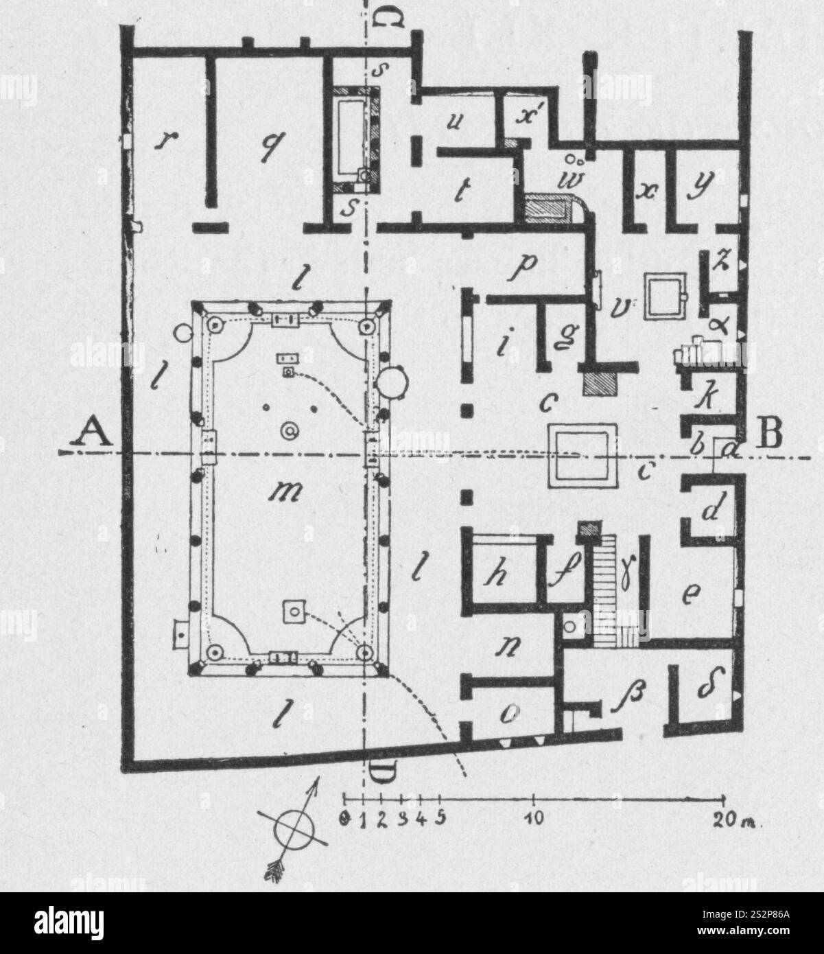 Floor Plan of the House of the Vettii Pompeii (VI 15,1) by August Mau ...