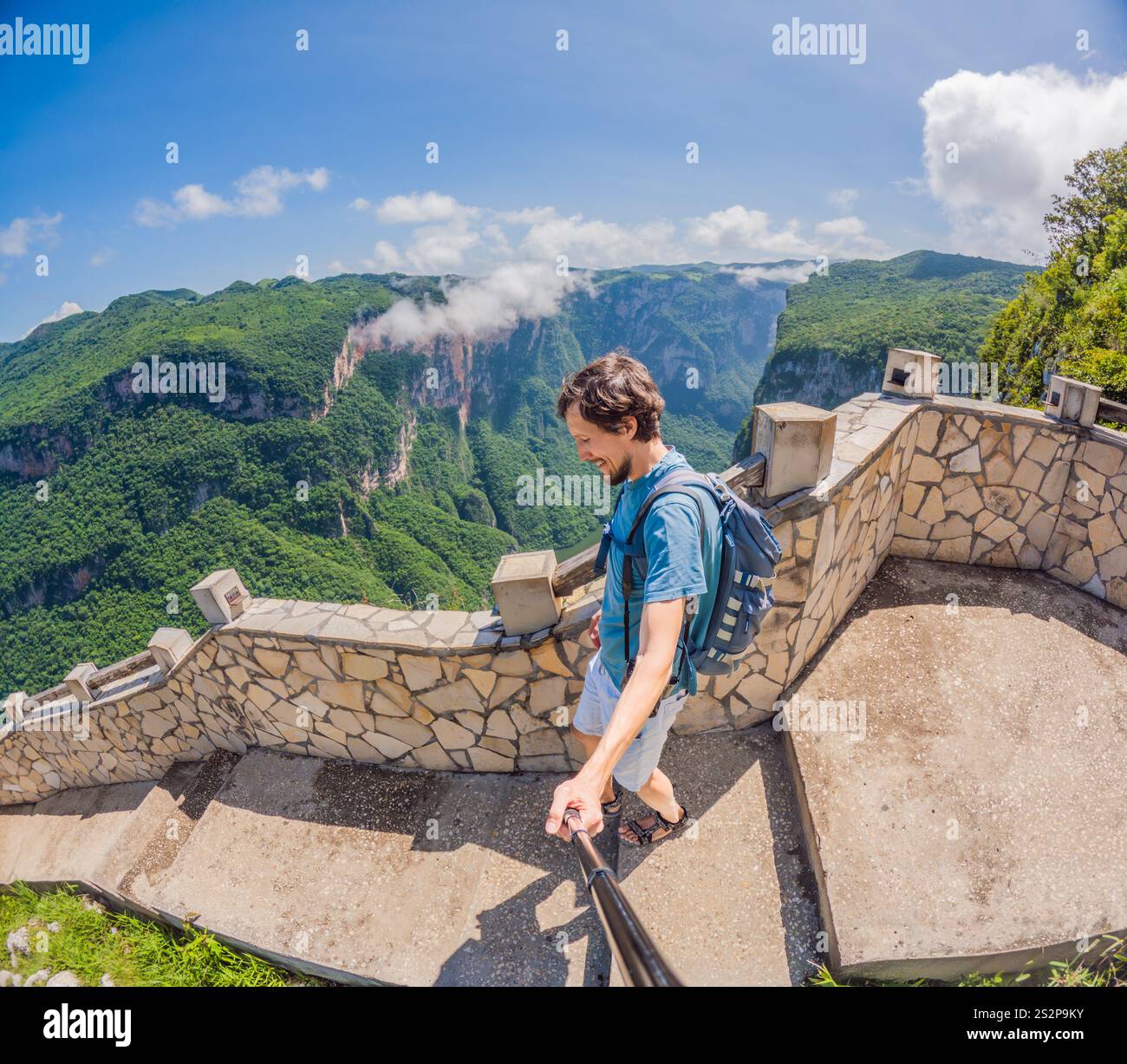 Male tourist exploring Sumidero Canyon National Park, Mexico ...