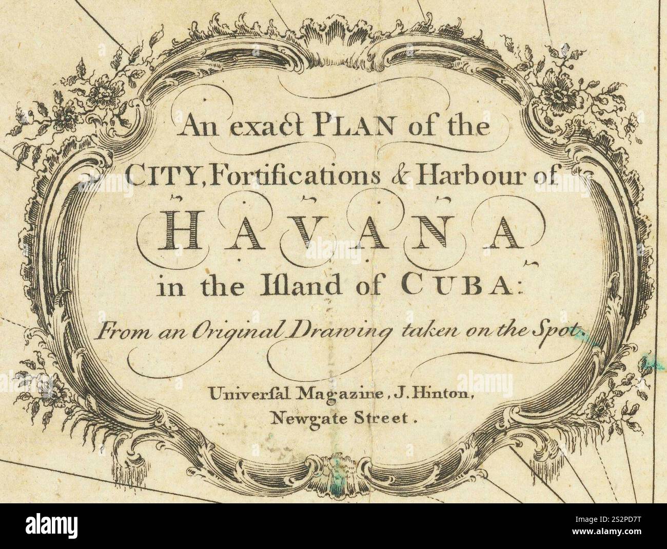 Floral cartouche on a Havana map of 1762 Stock Photo - Alamy