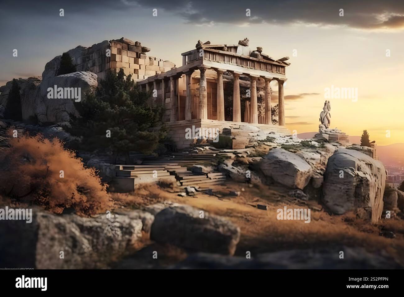 Fantasy Athens landmark Acropolis and the Odeon of Herodes Atticus ...