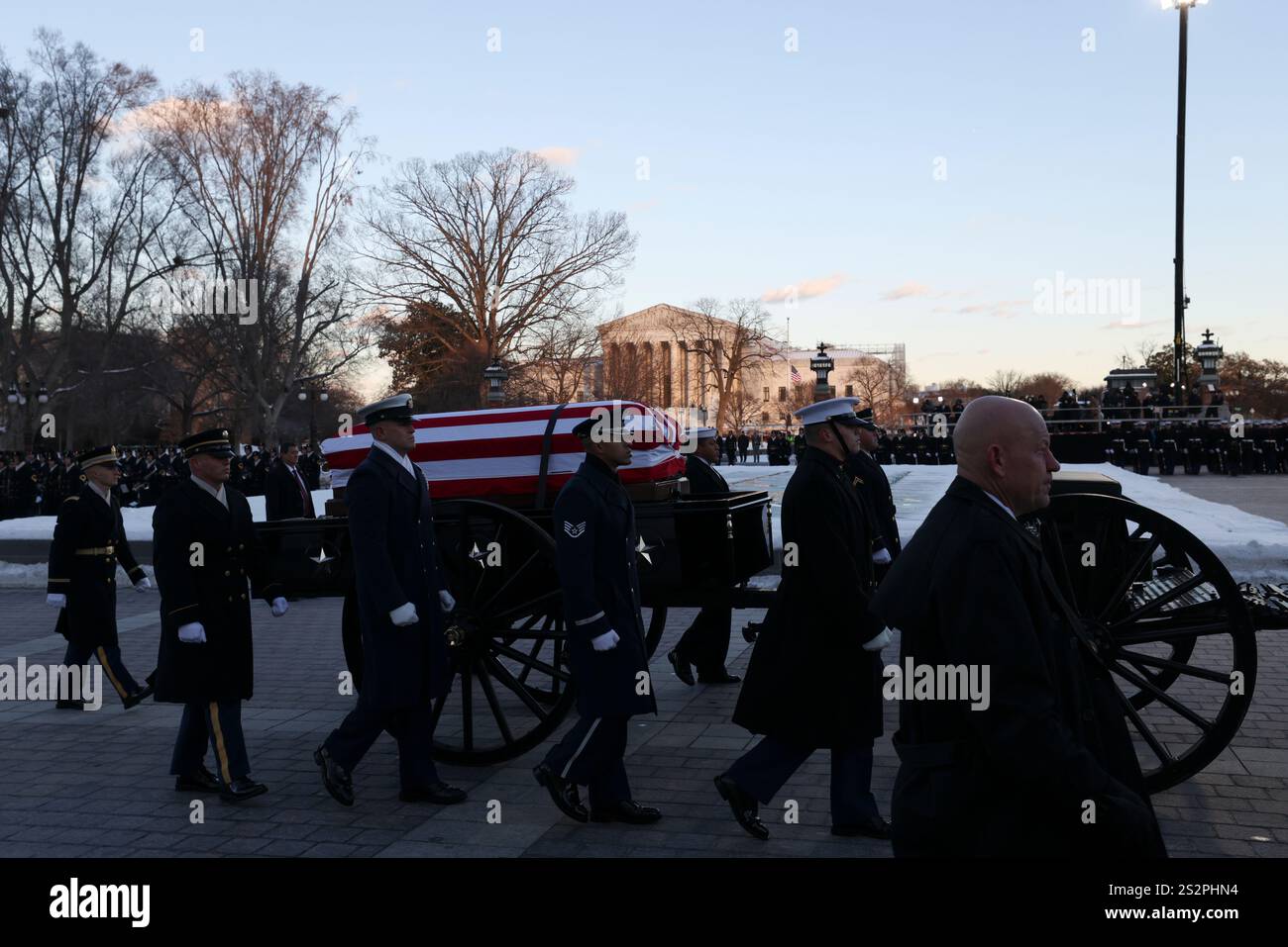 A horse-drawn caisson of the U.S. Army's Caisson Detachment transports ...