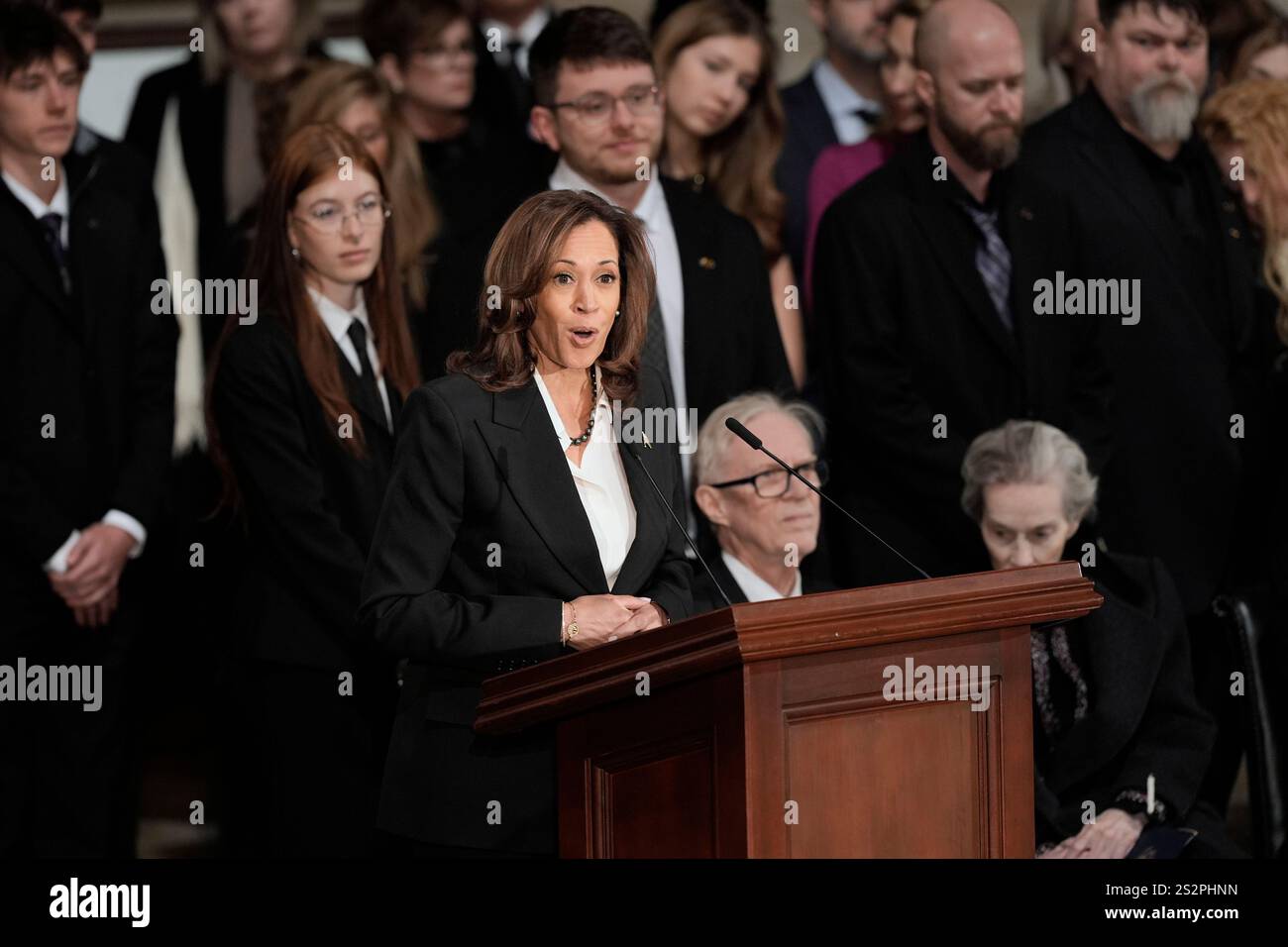 United States Vice President Kamala Harris speaks during a ceremony for ...