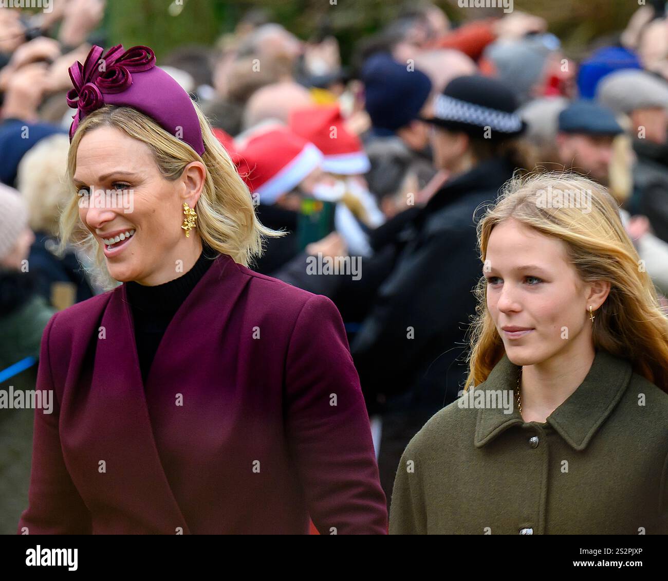 Sandringham, Norfolk UK. 25 Dec 2024. Zara Tindall and niece, Isla ...