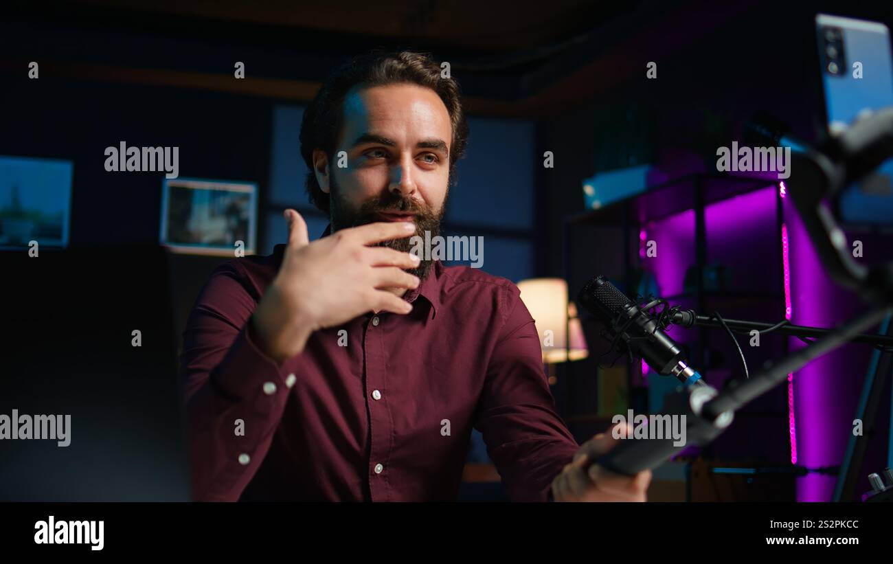 Happy influencer in home studio hi-res stock photography and images - Alamy