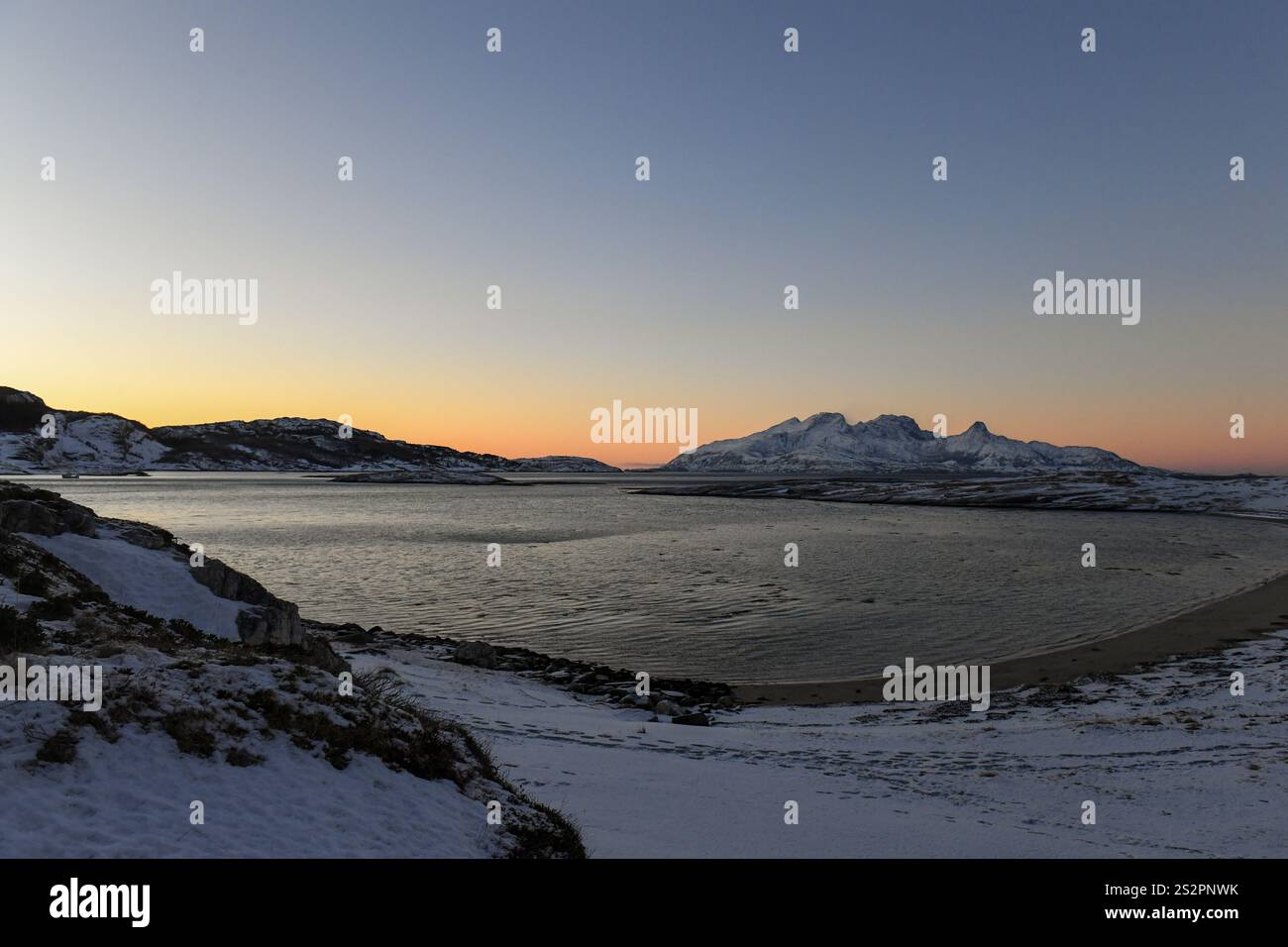 Landscape shot highlighting the rugged mountains and snow-covered ...