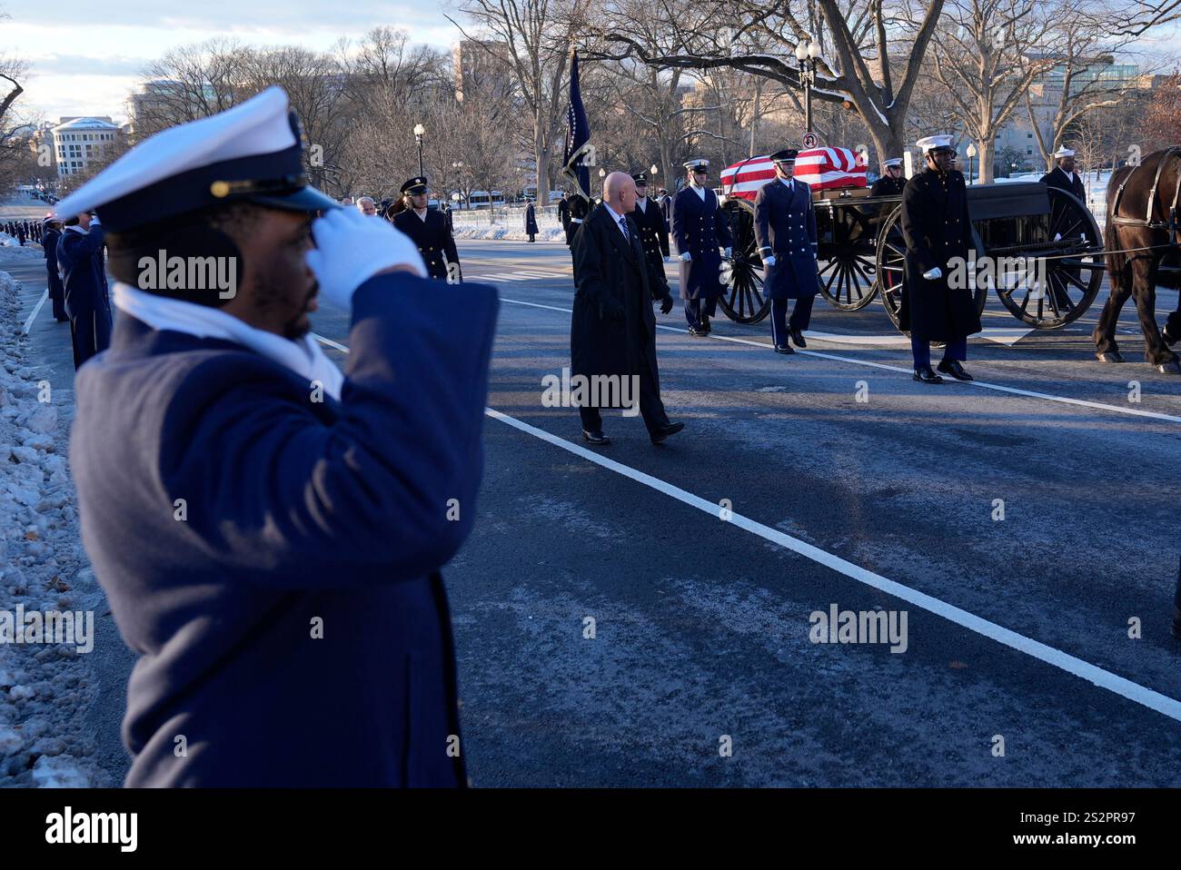 The casket containing the remains of former President Jimmy Carter ...