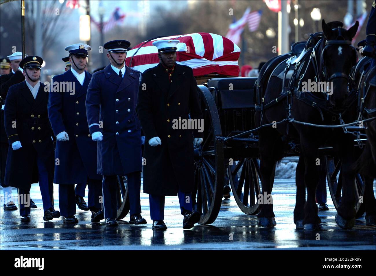 The casket containing the remains of former President Jimmy Carter ...