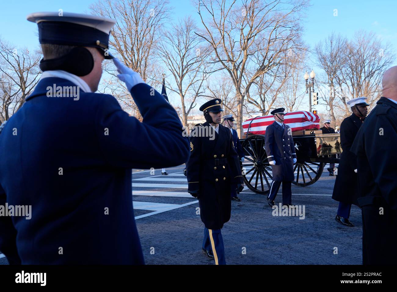 The casket containing the remains of former President Jimmy Carter ...