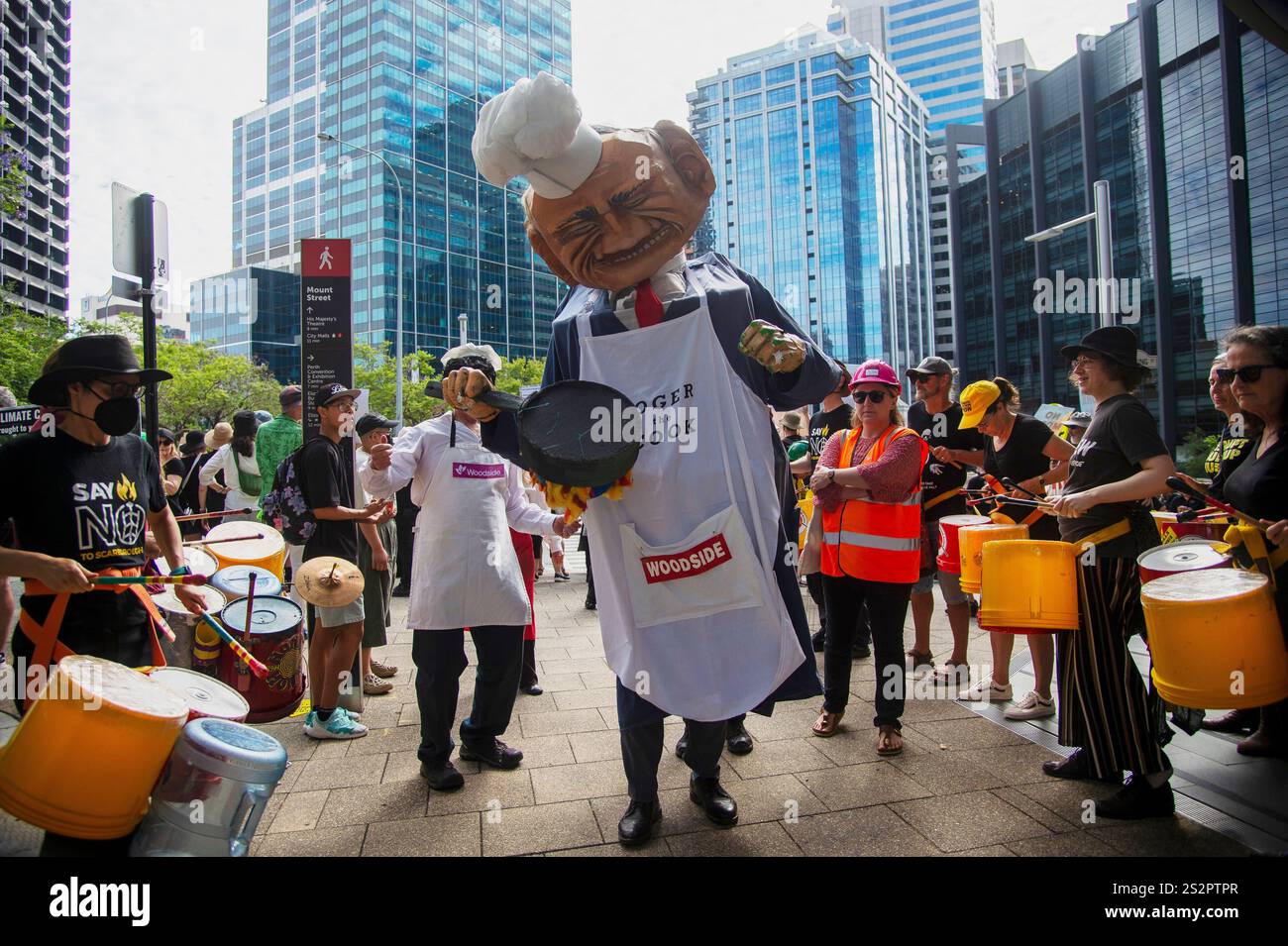 Anti-Woodside climate activists protesting outside Woodside ...
