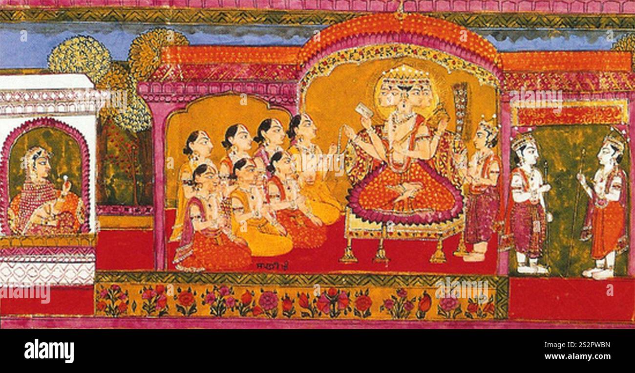 Folio from an illustrated manuscript of the Guru Granth Sahib done in ...