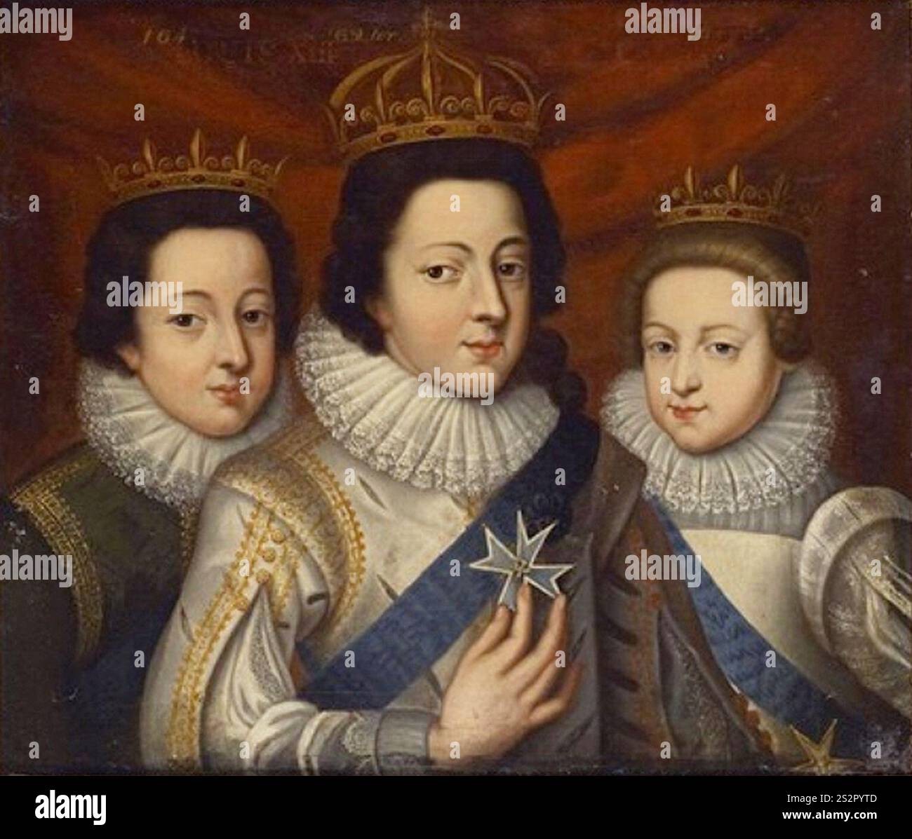 Follower of Frans Pourbus - Louis XIII and his brothers Gaston and ...