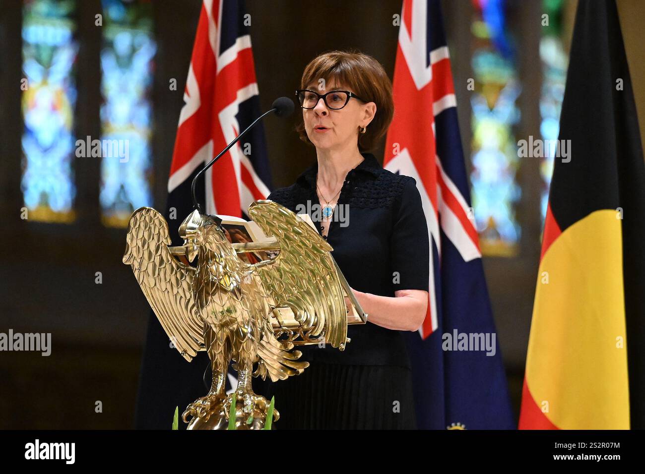 Tracey Webster speaks during a state funeral service for tennis great ...