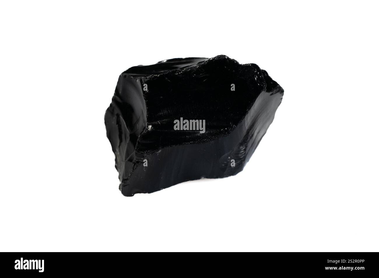 Natural Obsidian Gemstone Displaying Glossy Black Surface and Jagged ...